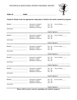 Fillable Online Weekly Progress Report Templates Fax Email Print ...