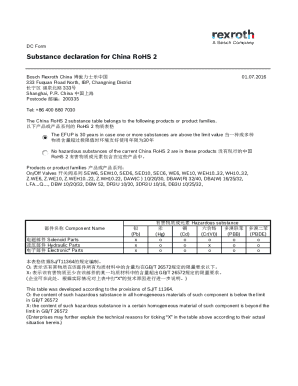 Fillable Online Substance declaration for China RoHS 2 - Rexroth Fax ...