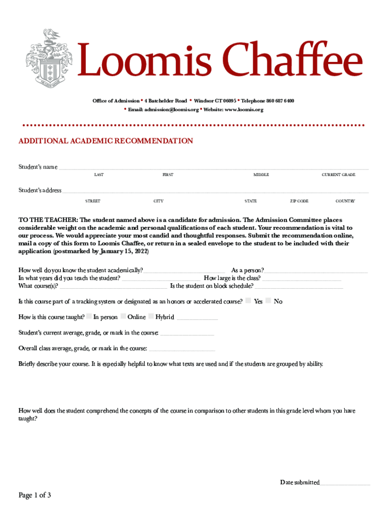 Fillable Online PERSONAL RECOMMENDATION FORM Page 1 of 2 Fax Email Print - pdfFiller