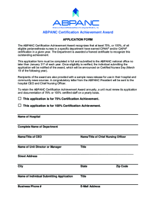Fillable Online Certification Achievement Award Form Fax Email Print ...