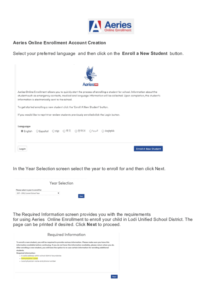 Fillable Online Aeries Online Enrollment - Twin Rivers Unified School ...