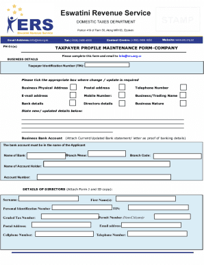 Fillable Online Eswatini revenue services postal address Fax Email ...