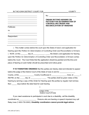 Fillable Online 470-3459, Order Setting Hearing on Petition for ...