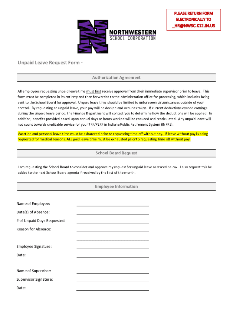 Fillable Online Unpaid Leave Request Form.docx Fax Email Print - pdfFiller