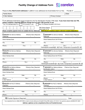 Fillable Online Facility Change of Address Form Fax Email Print - pdfFiller