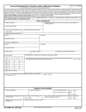 Fillable Online armypubs army EVALUATION WORKSHEET POTENTIAL ARMY ...