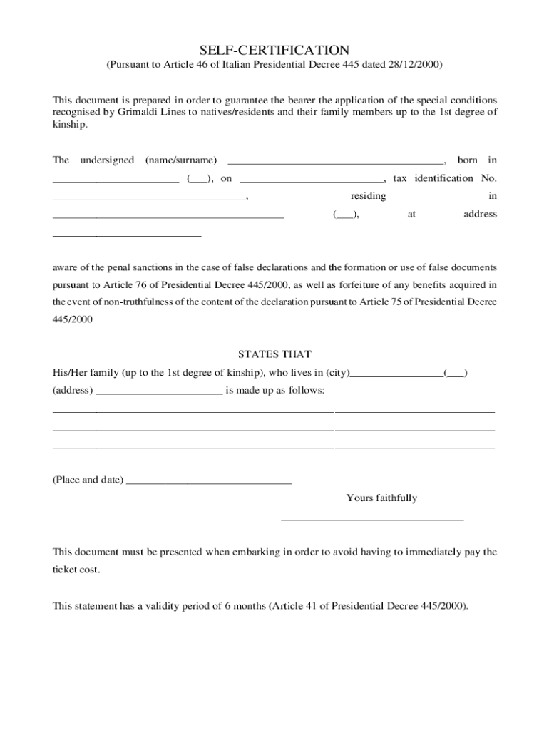 Fillable Online Attachment B: self-certificate Fax Email Print - pdfFiller