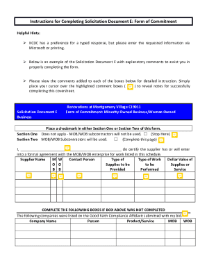 Fillable Online Completing Solicitation Document E: Form of Commitment ...