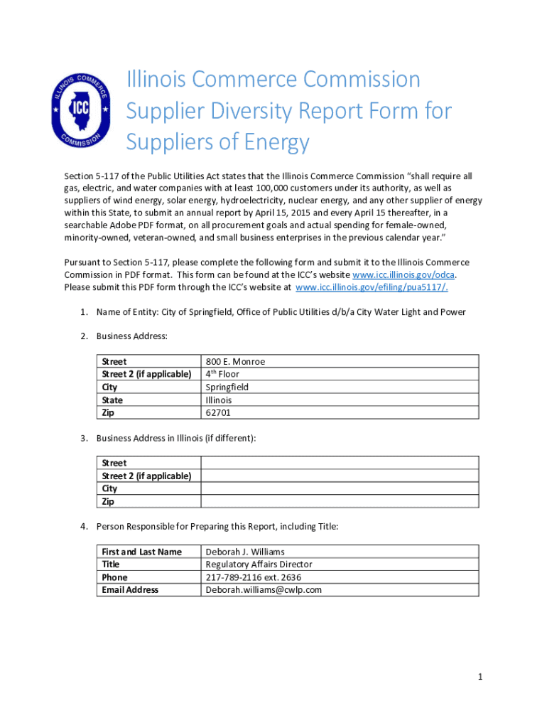 Fillable Online Illinois Commerce Commission Supplier Diversity Report ...