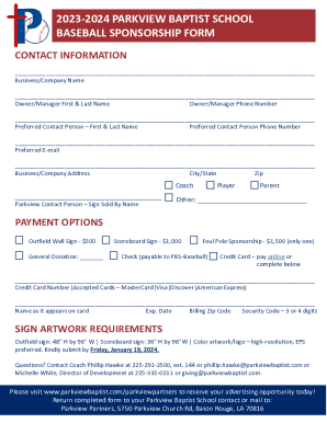 Fillable Online 2023-2024-PBS-Baseball-Sponsorship-Form. ... Fax Email ...