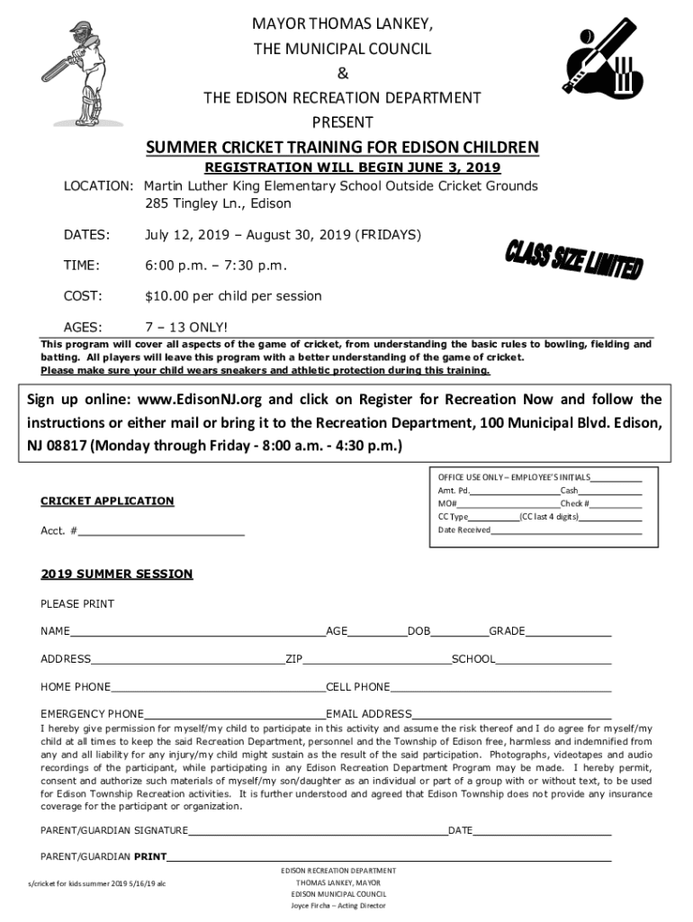 Fillable Online Edison Mayor Thomas Lankey Won't Seek Re-Election In ...