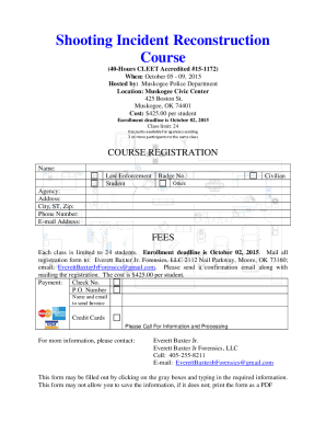Fillable Online Shooting Incident Reconstruction 1 Course Fax Email ...