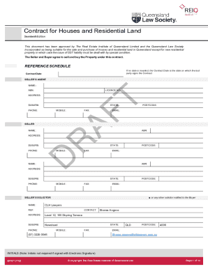 Fillable Online REIQ Contract for Residential Houses and Land 17th ed ...
