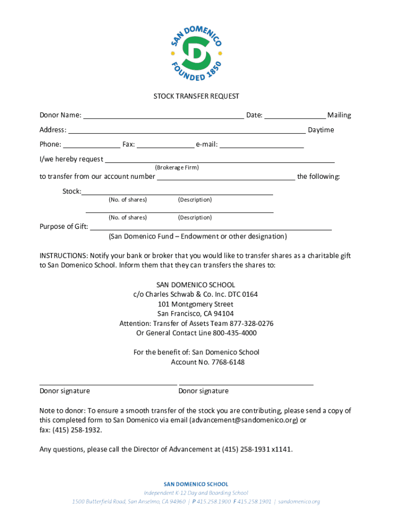 Fillable Online Stock Transfer Request Form (13).pdf Fax Email Print ...