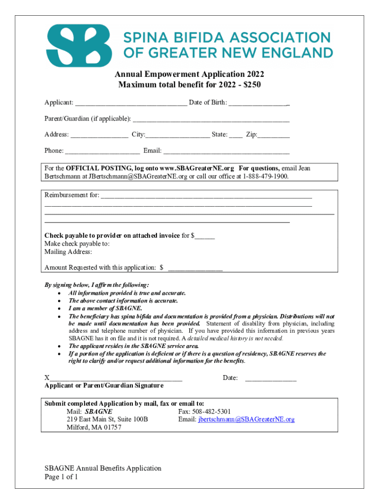 Fillable Online Annual Empowerment Application 2022 Maximum total benefit ... Fax Email Print ...