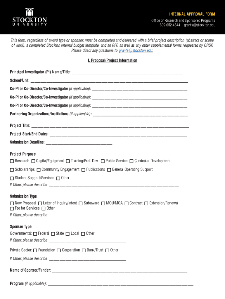 Fillable Online INTERNAL APPROVAL FORM Fax Email Print - pdfFiller