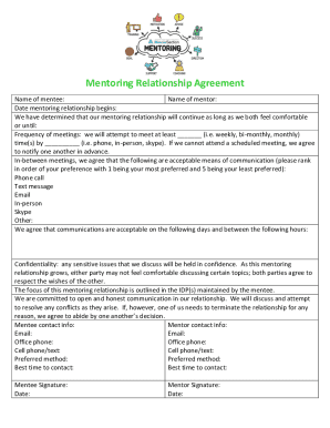 Fillable Online SAMPLE MENTORING AGREEMENT Fax Email Print - pdfFiller