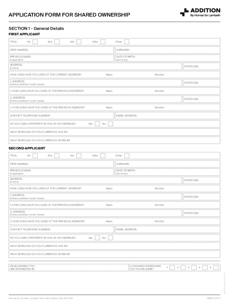 Application Form for Shared Ownership - Blank Fillable Template | Fill ...