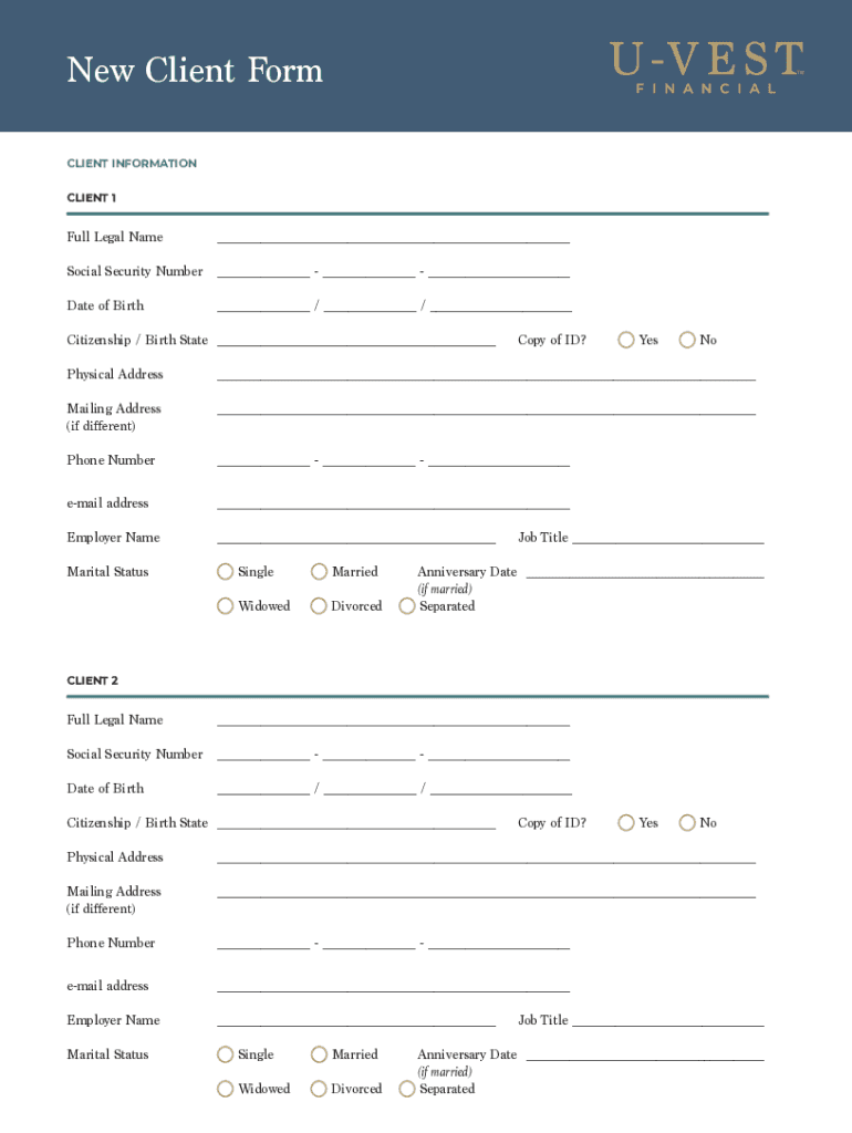 Fillable Online CLIENT 1 Fax Email Print - pdfFiller