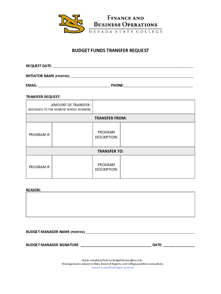 Fillable Online Title I Budget Transfer Request Form Fax Email Print ...