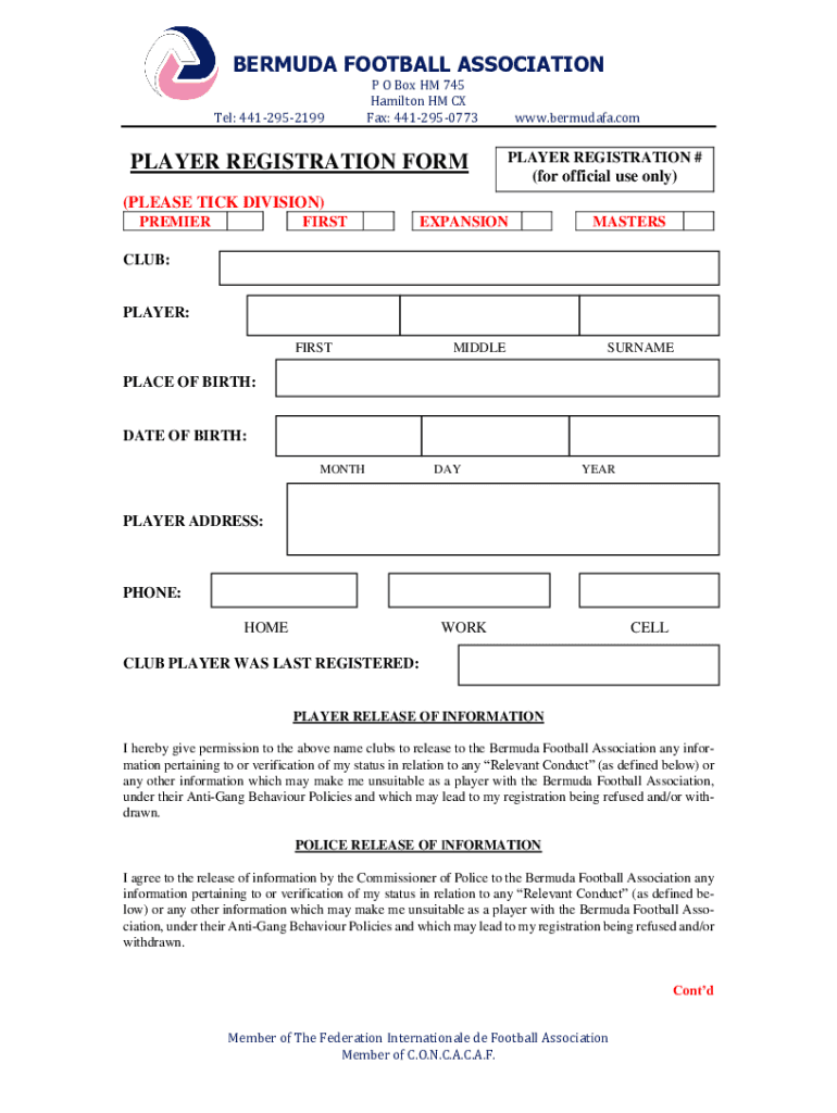 Fillable Online Bermuda Football AssociationDevonshire Fax Email Print ...