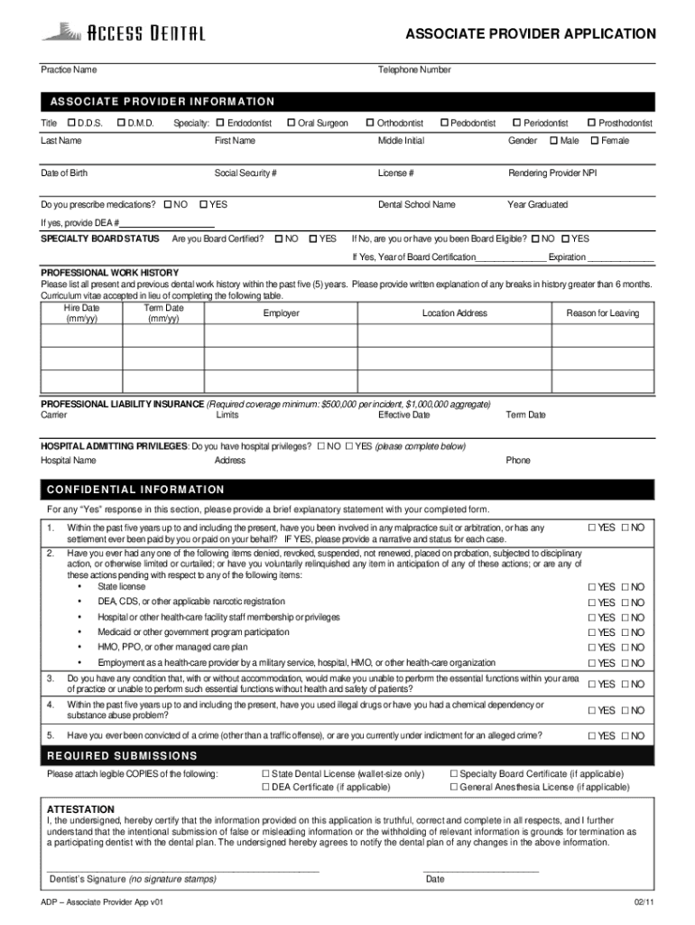 Fillable Online ADP Associate Provider App v01.doc Fax Email Print ...