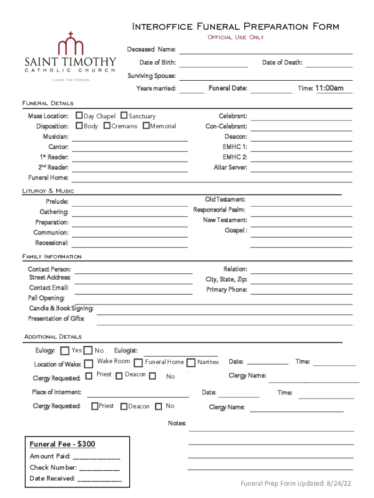 Fillable Online Funeral-Ministry-Packet082422. ... Fax Email Print - pdfFiller