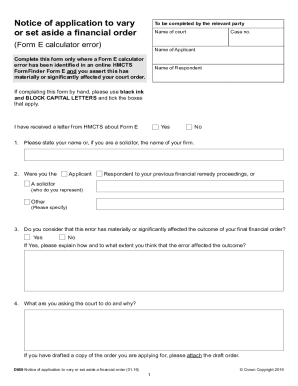 Fillable Online D650 Notice of application to vary or set aside a ...