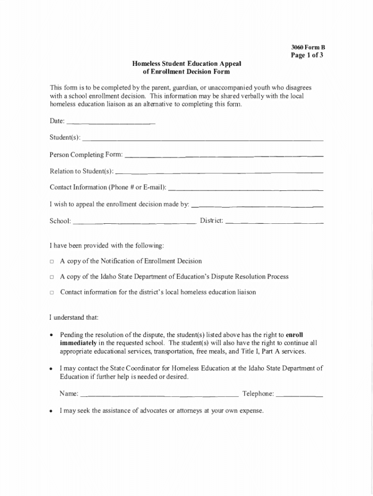 Fillable Online Parent McKinney-Vento Eligibility Appeal Form Fax Email ...