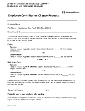 Fillable Online Employee Contribution Change Request Fax Email Print - pdfFiller