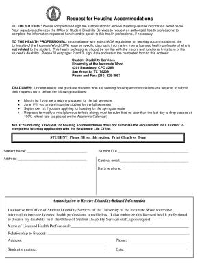 Fillable Online Housing Accommodations Request Form Fax Email Print ...