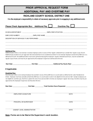 Fillable Online prior approval request form additional pay and overtime ...