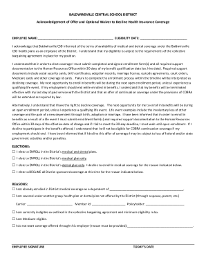 Fillable Online Waiver Form to Decline Health Care Coverage (00076189-3 ...