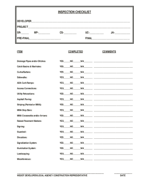 Fillable Online Development Services Inspection Checklist Fax Email ...