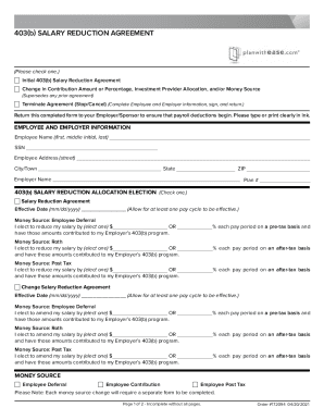 Fillable Online SALARY REDUCTION AGREEMENT403(b) Plan Fax Email Print ...