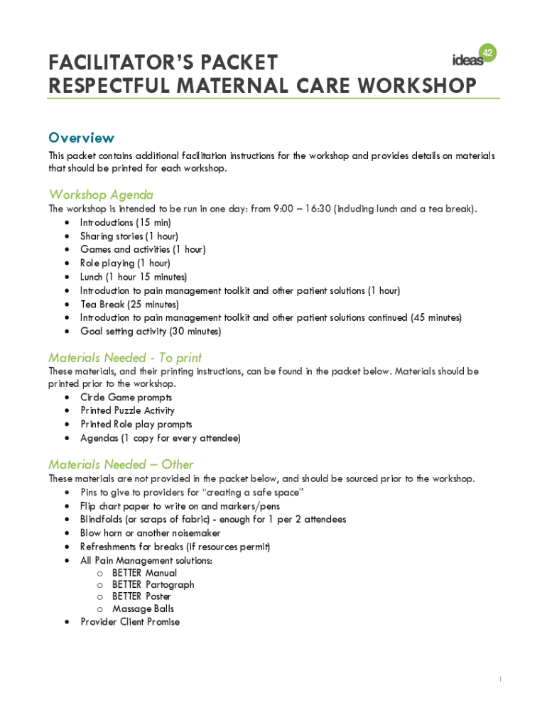 Fillable Online Facilitator's materials packetforupload copy Fax Email Print - pdfFiller