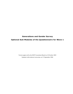 Fillable Online The New Questionnaire of the Generations & Gender ...
