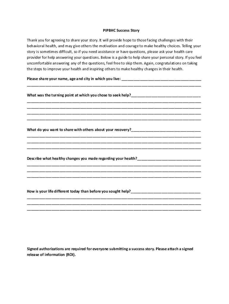 Fillable Online PIPBHC MH Success Story Template.docx Fax Email Print ...