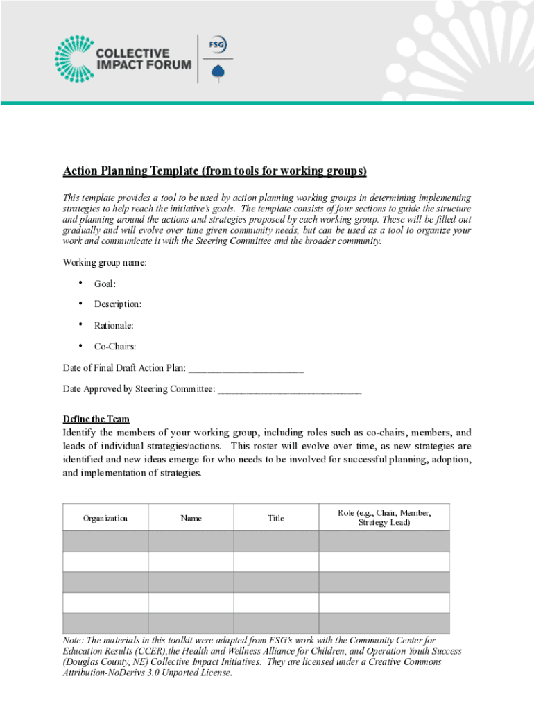 Fillable Online Action Planning Template (from tools for working groups ...