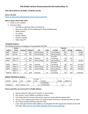 Fillable Online PSA (Public Service Announcement) Requests to Play Two ...