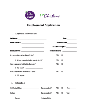 Fillable Online Fill In Employment Application Fax Email Print - pdfFiller
