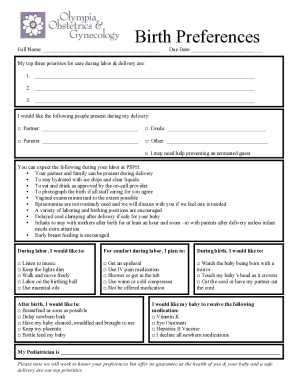 Fillable Online Visual Birth Plan icons from The Positive Birth Book by ...