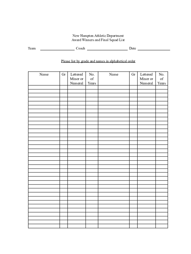 Fillable Online Award Winners Form Template.doc Fax Email Print - pdfFiller