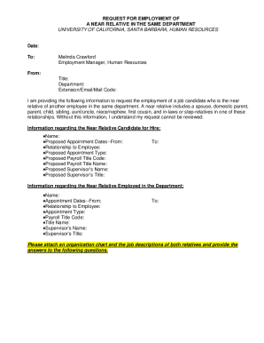 Fillable Online Employment of a Near Relative Request Form Fax Email ...