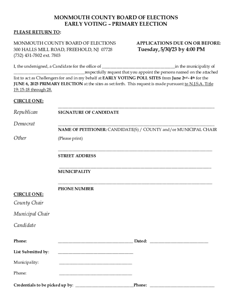 Fillable Online vote by mail ballots for the primary election are ...