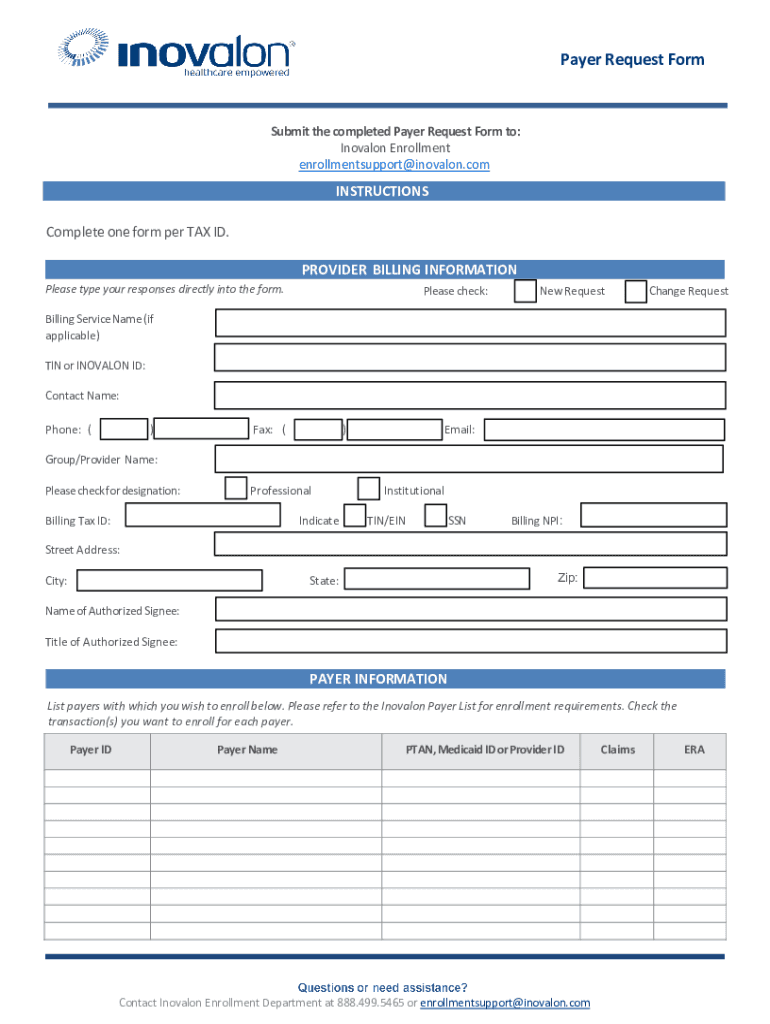 Fillable Online Payer Request Form Fax Email Print - pdfFiller