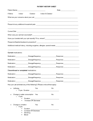 Fillable Online Canine & Feline Patient History Form Fax Email Print ...