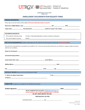 Fillable Online Enrollment Documentation Request Form Fax Email Print - pdfFiller