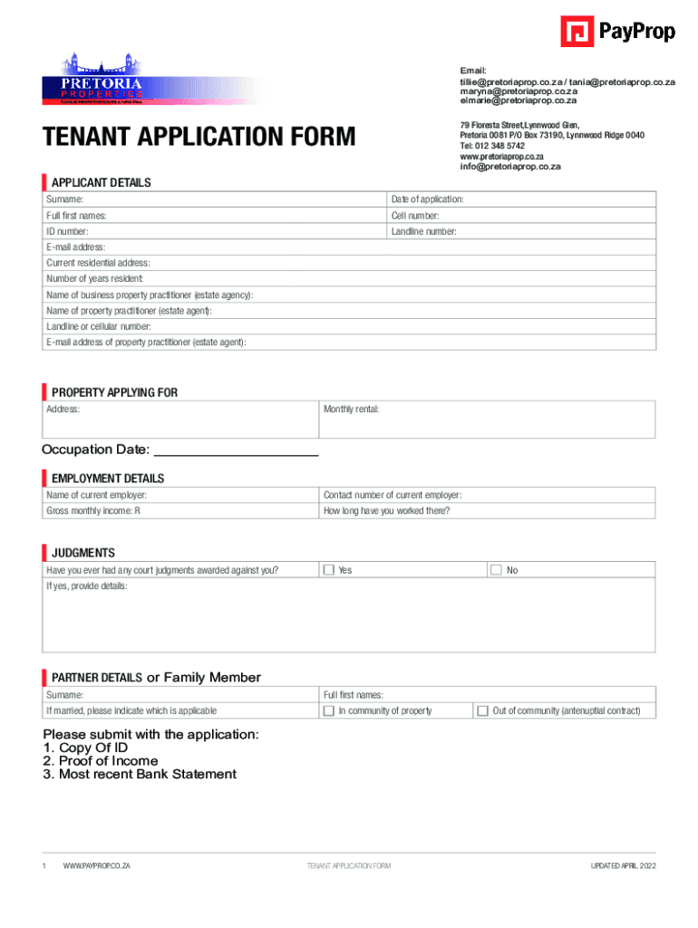 Fillable Online Tenant Application Forms.pdf Fax Email Print - pdfFiller