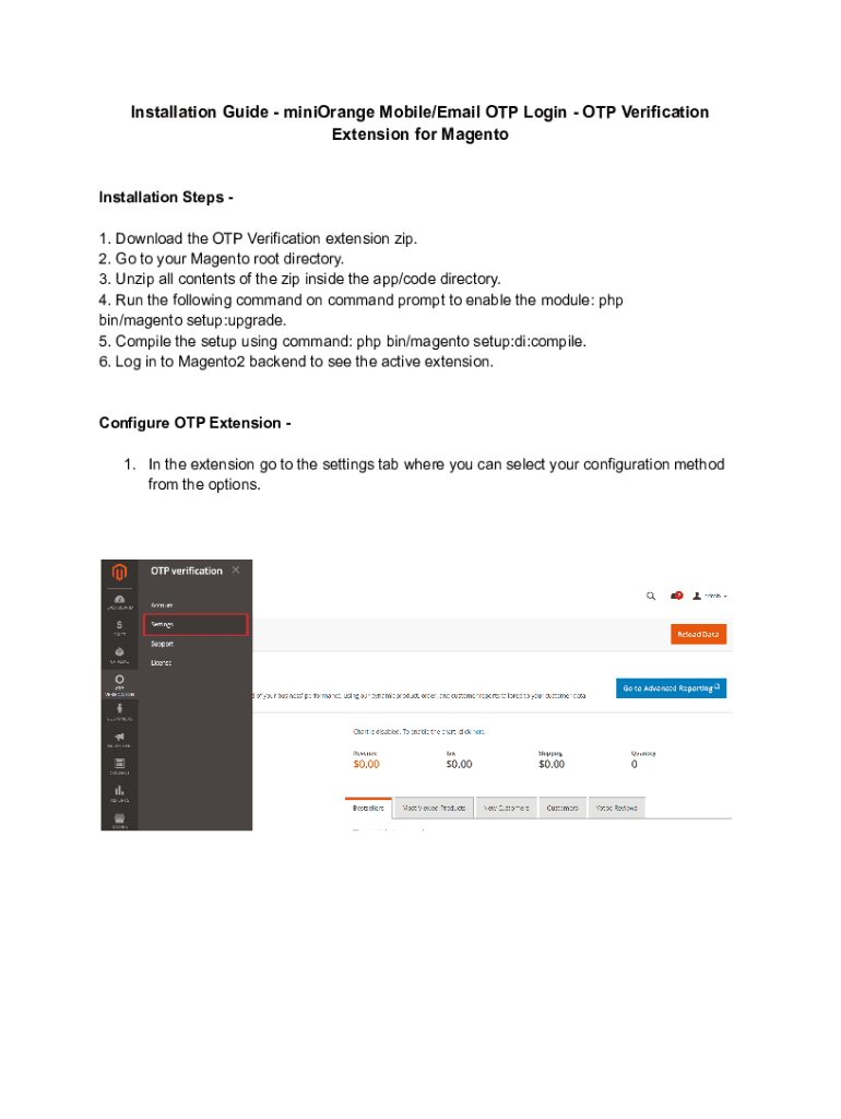 Fillable Online Otp Verification Setup Guide Magento Marketplace Fax